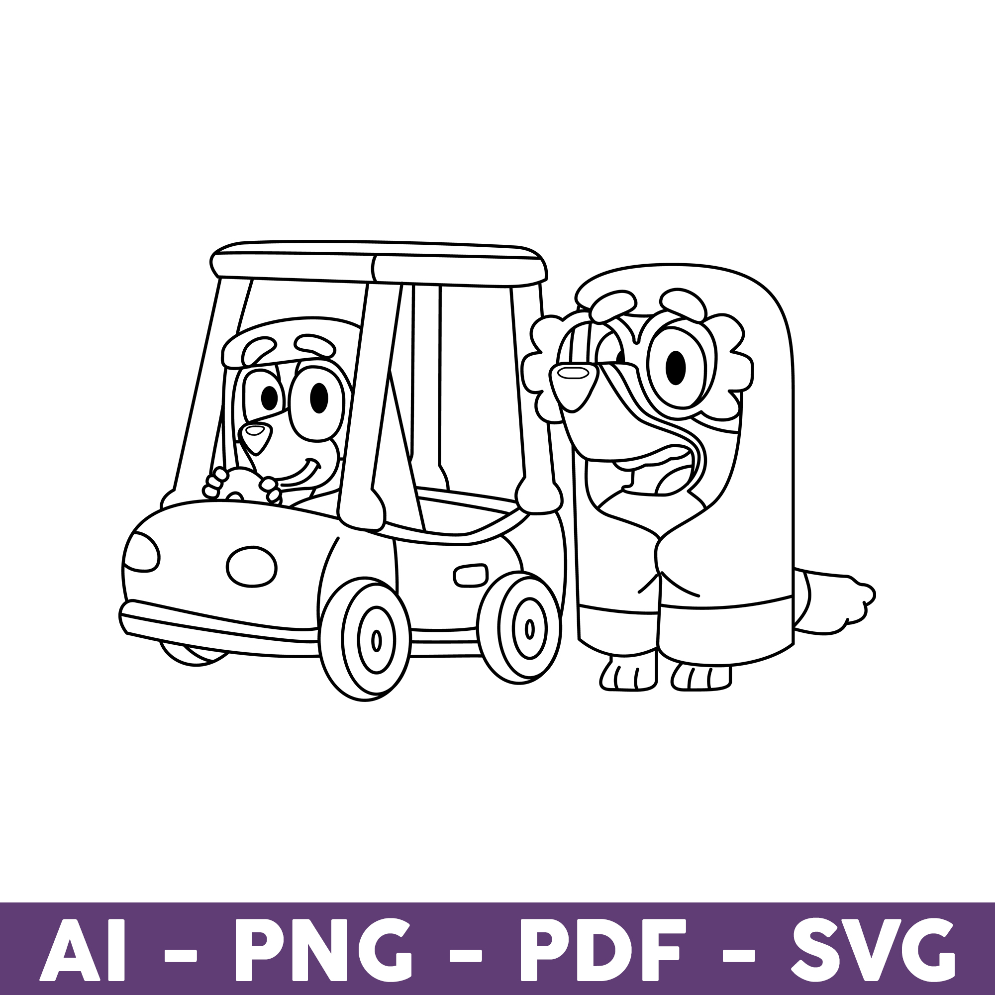 Granny Rita and Janet Outline Svg, Bluey Svg, Dog Svg, Bluey - Inspire ...