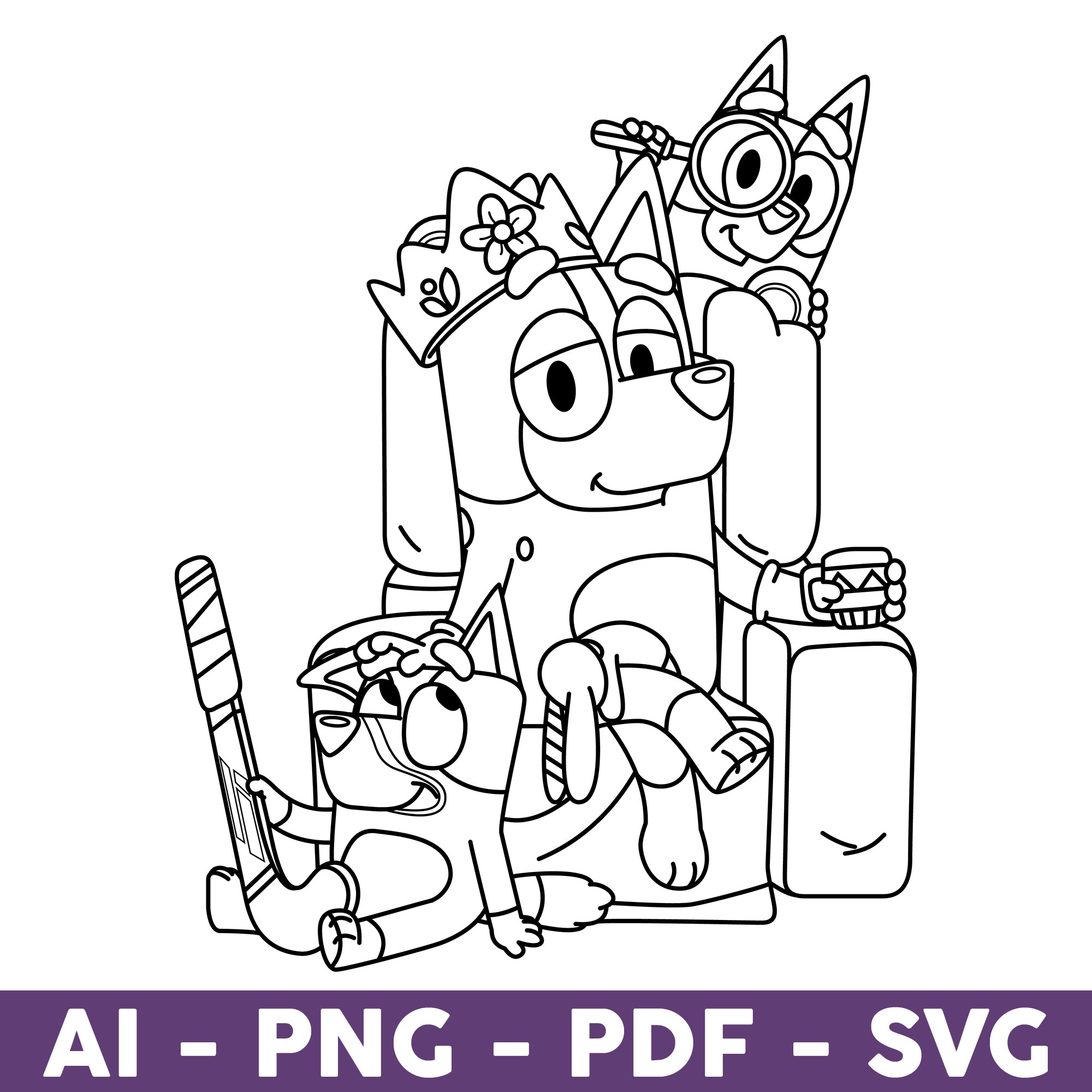 Mum Bluey Bingo utline Svg, Bingo Svg, Mum Svg, Bluey Svg, D | Inspire ...