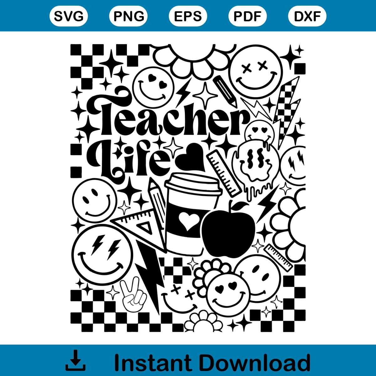 Retro Teacher Life SVG Groovy Teachers Day SVG Cutting Files | Inspire ...