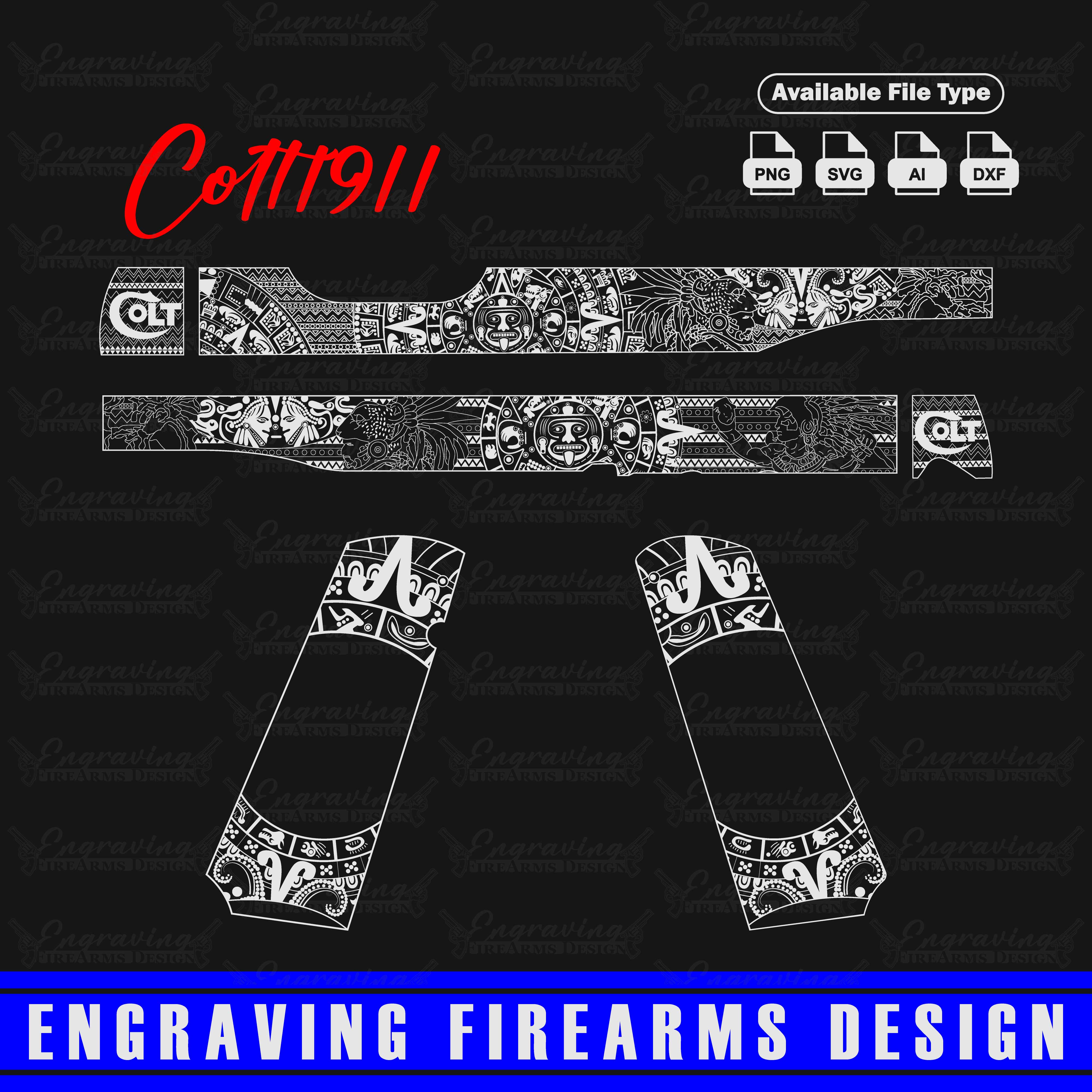 Engraving Firearms design Colt1911 AZTEC Themed design | Inspire Uplift