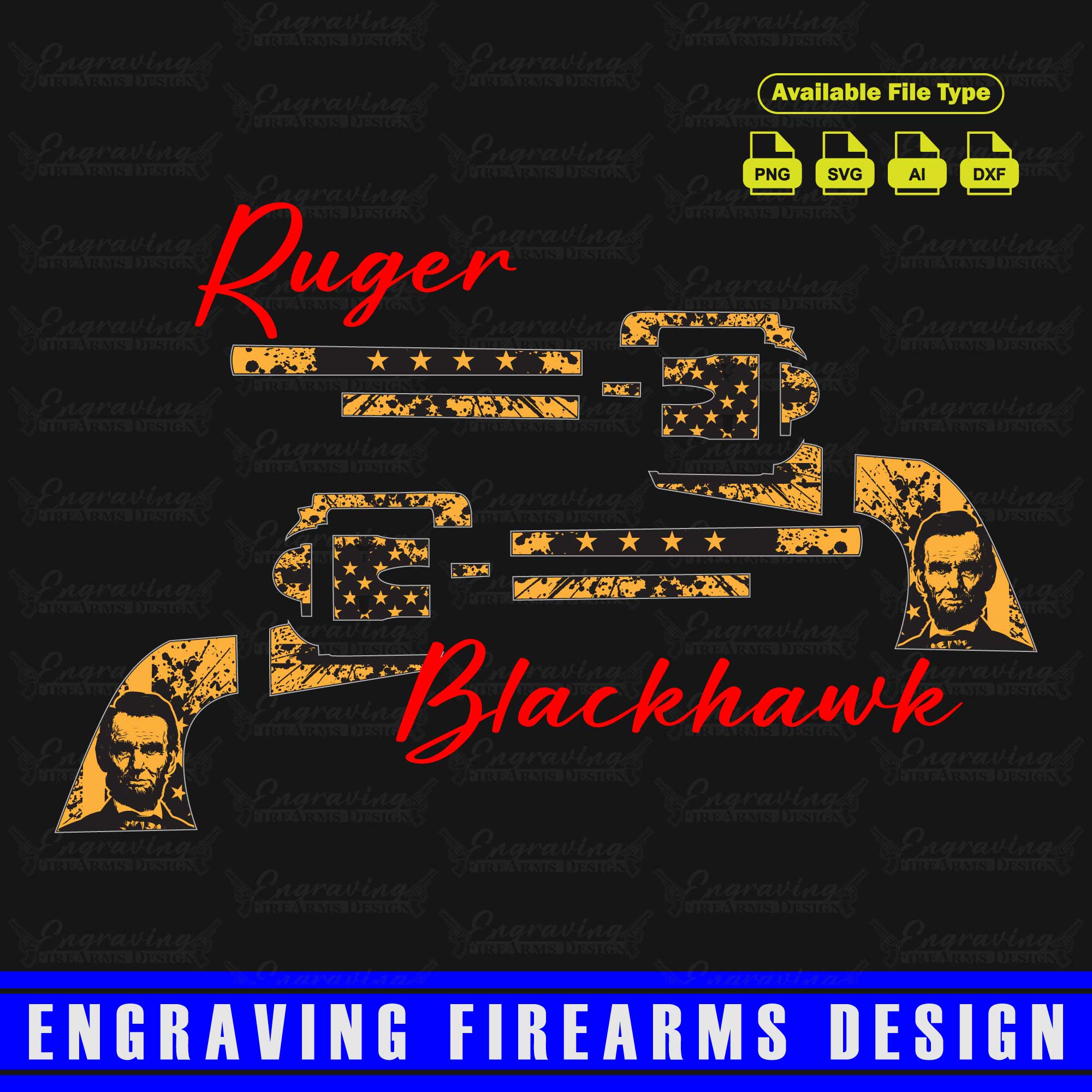 Engraving FIrearms Design Ruger Blackhawk USA Theme Design - Inspire Uplift