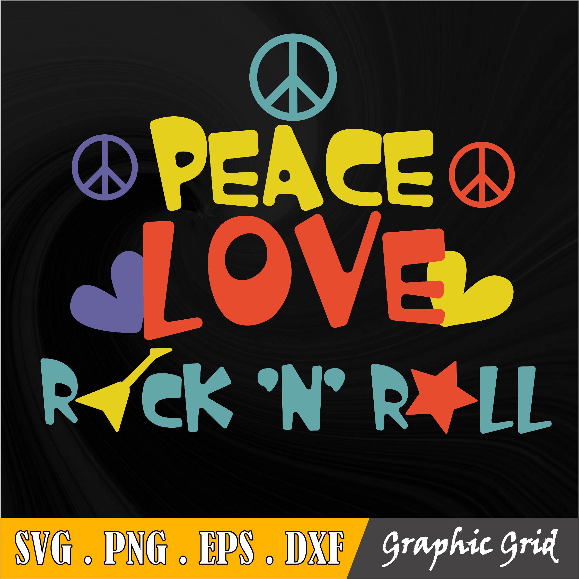 Peace love Rock & Roll Svg Png, Sublimation digital download | Inspire ...