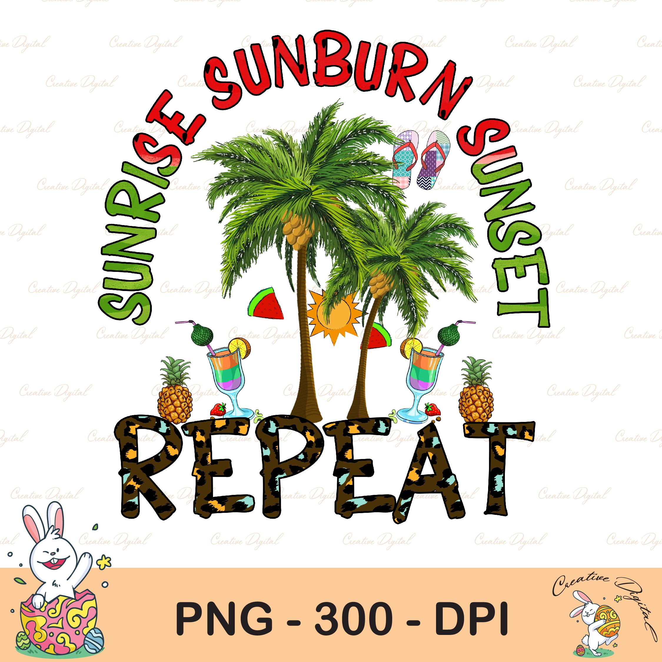 Sunrise Sunburn Sunset Repeat , Summer sublimation png, leop - Inspire ...
