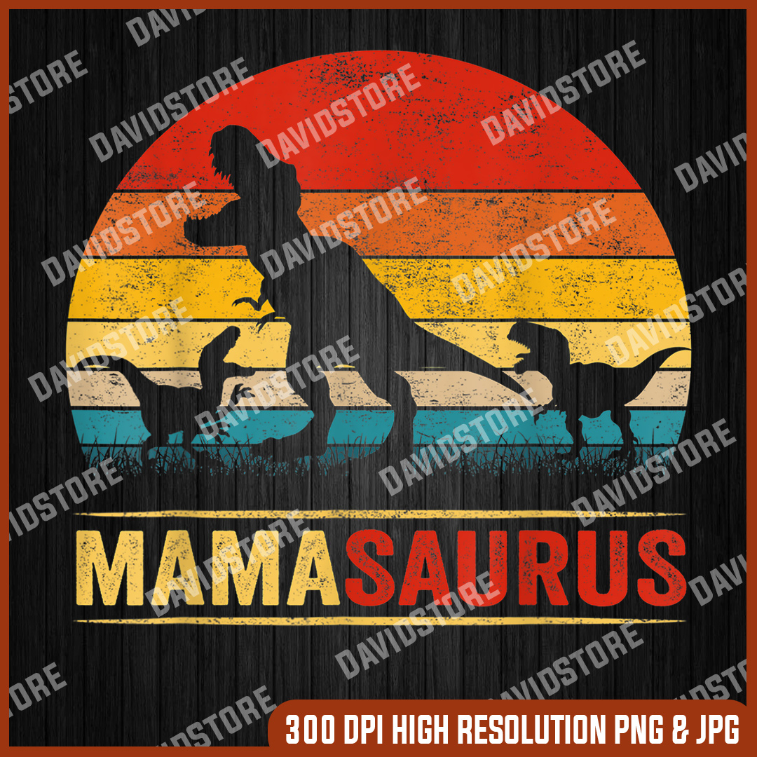 Mama Dinosaur T Rex Mamasaurus 2 kids Family Matching png, M - Inspire ...