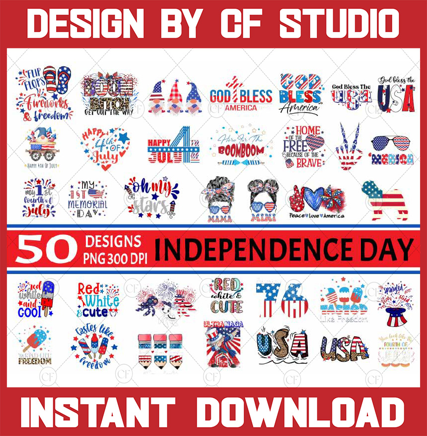 50 Files Fourth of July Bundle PNG, USA Flag png, Independen | Inspire ...