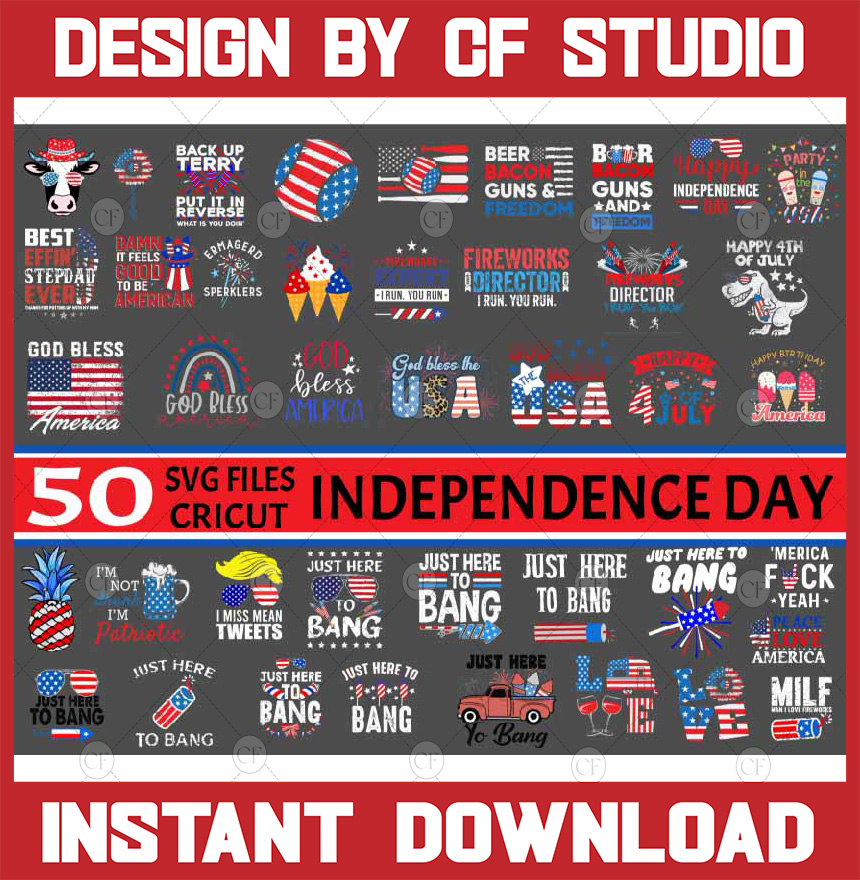 50 Files Fourth of July Bundle Png, USA Flag png, Independen | Inspire ...
