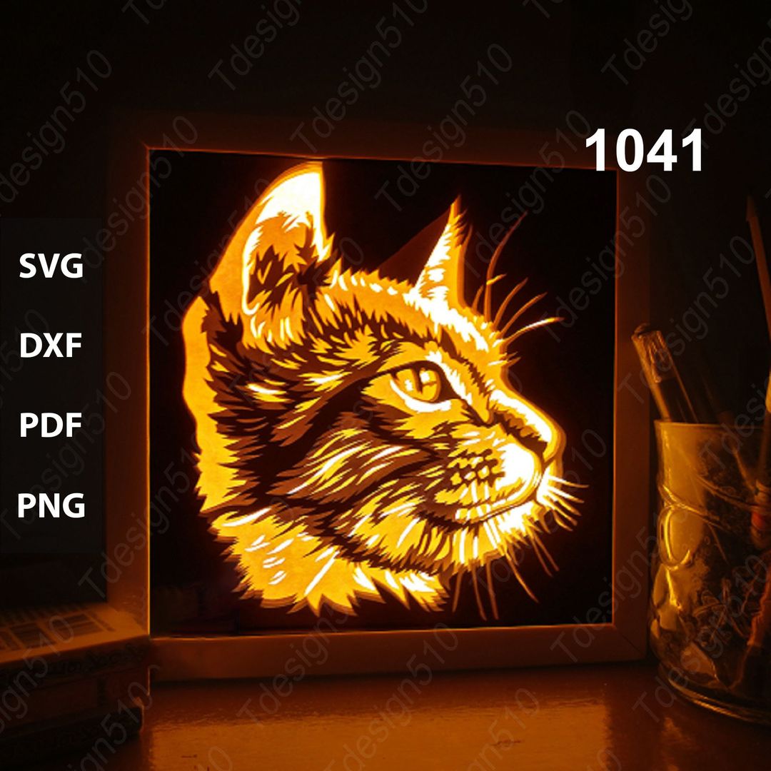 Cats Paper cut light box template, shadow box, 3D papercut l | Inspire ...