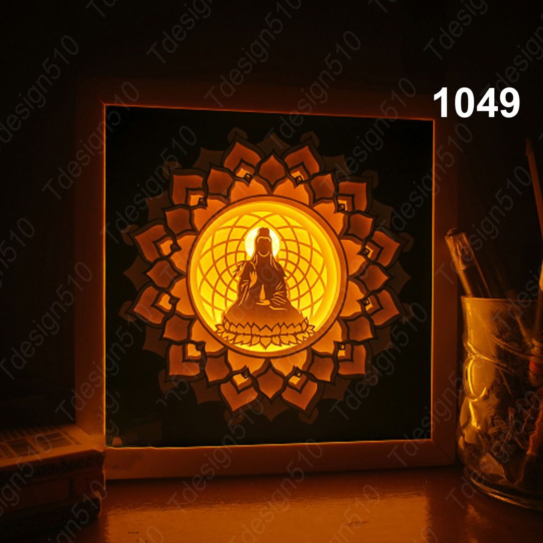 Buddha Paper cut light box template, shadow box, 3D papercut - Inspire ...