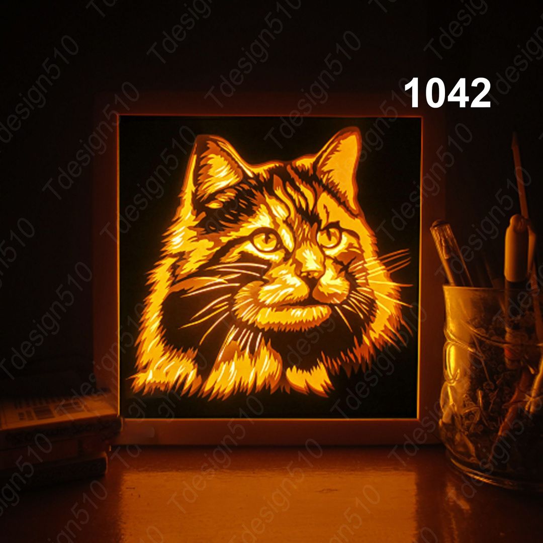 Cats Paper cut light box template, shadow box, 3D papercut l - Inspire ...