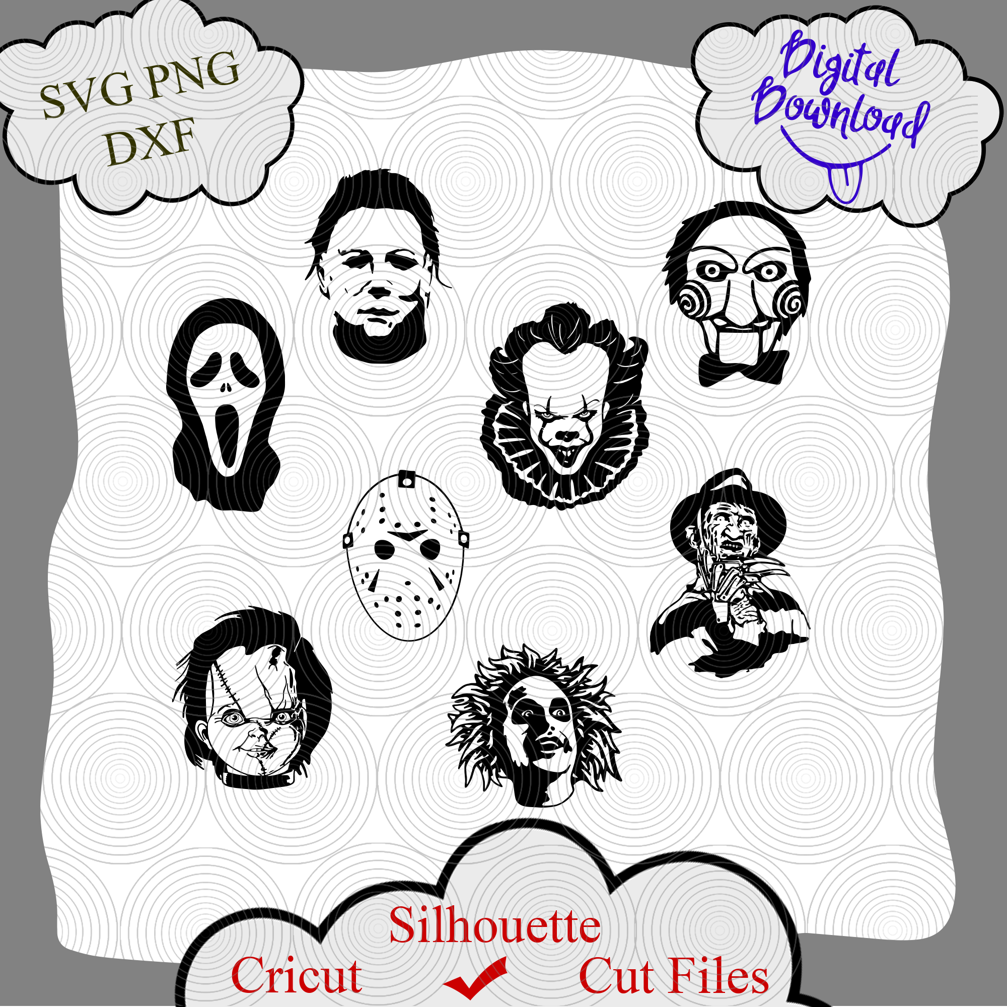 Horror Movie Characters svg, Horror movie killers svg, Horro | Inspire ...