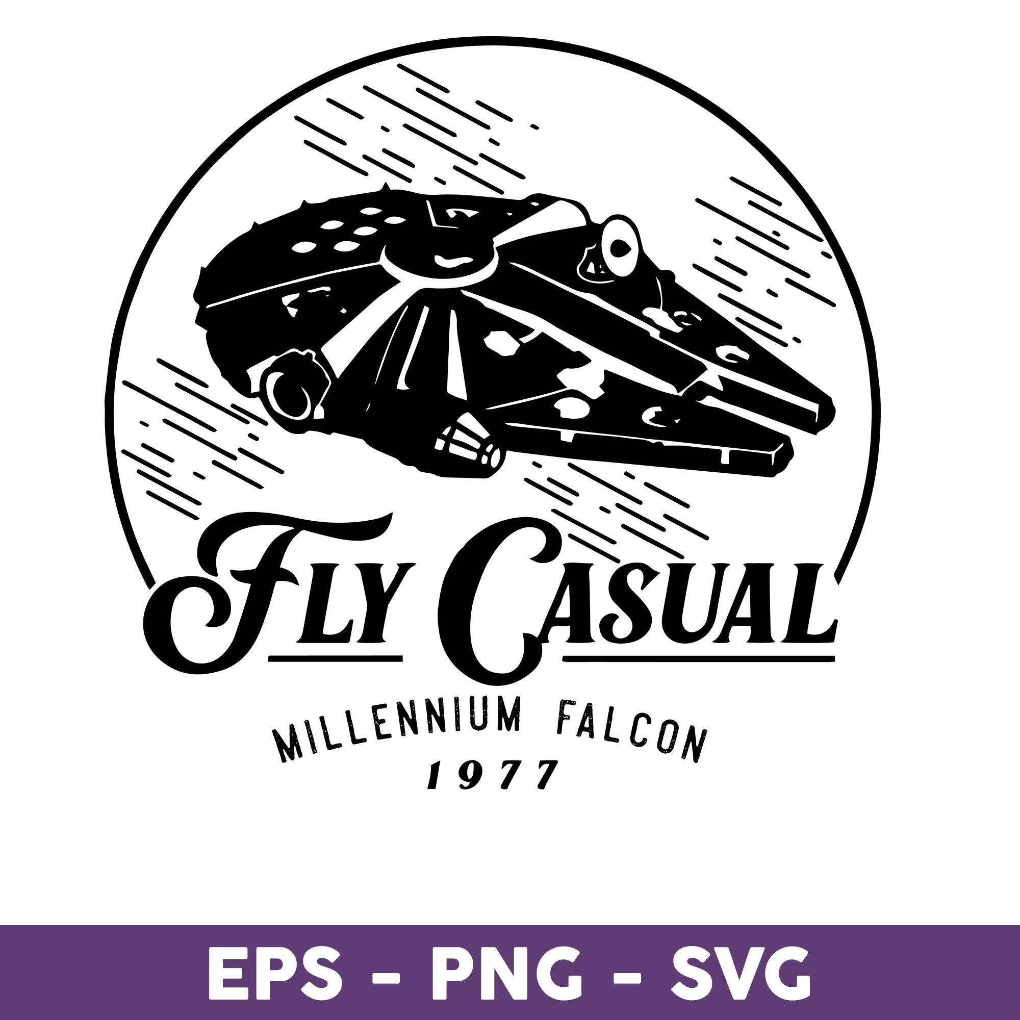 Fly Casual Millennium Falcon 1977 Svg, Star Wars Svg, Yoda S | Inspire ...