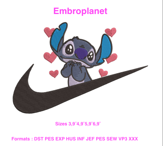 Cute Disney Stitch Swoosh Anime Embroidery Design - Inspire Uplift