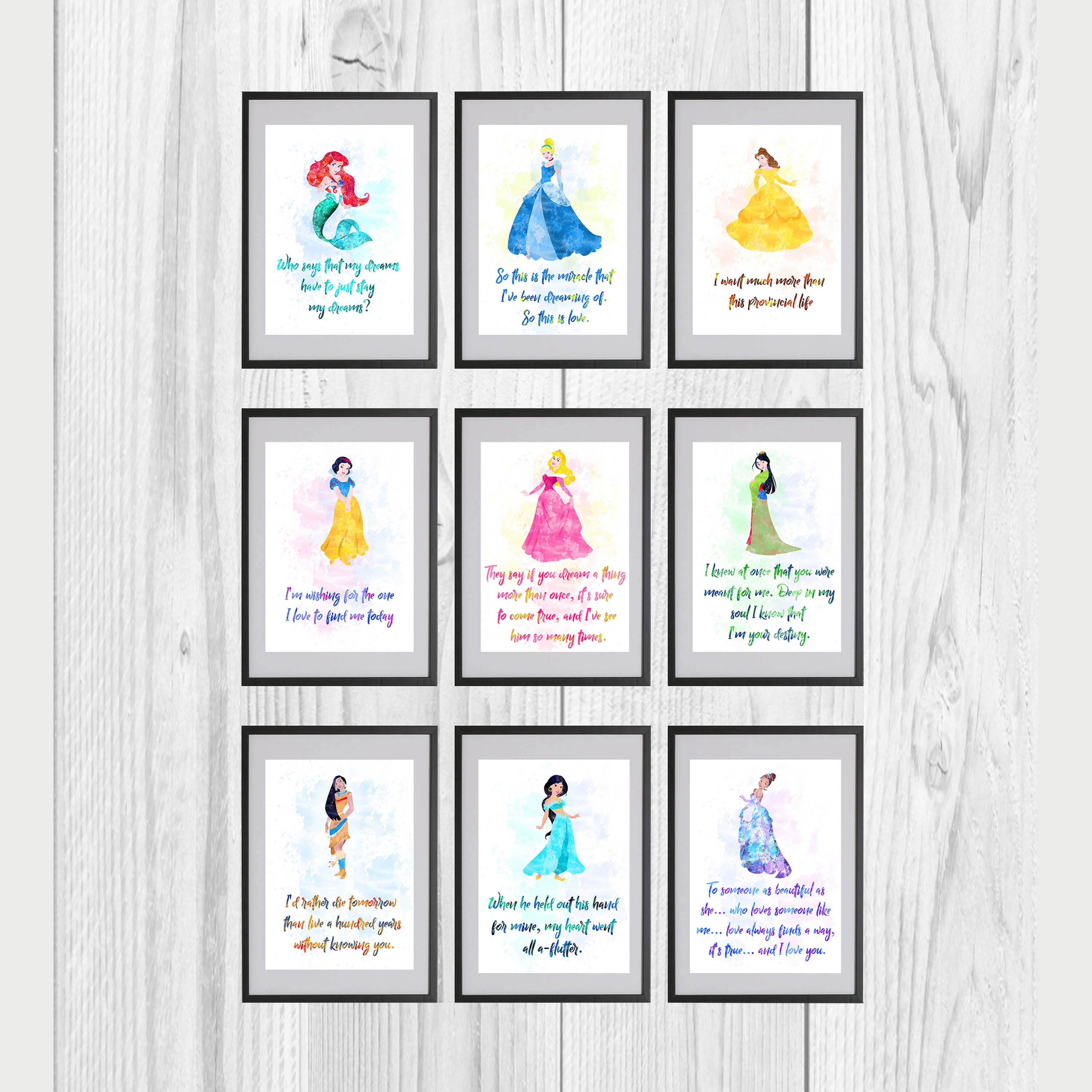 Princesses quotes Disney Set Art Print Digital Files decor n - Inspire ...