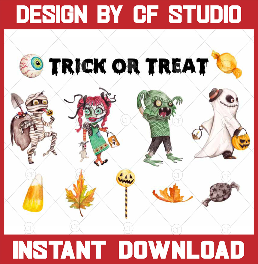 Watercolor Trick or Treating Kids Illustrations Clip Art Col | Inspire ...
