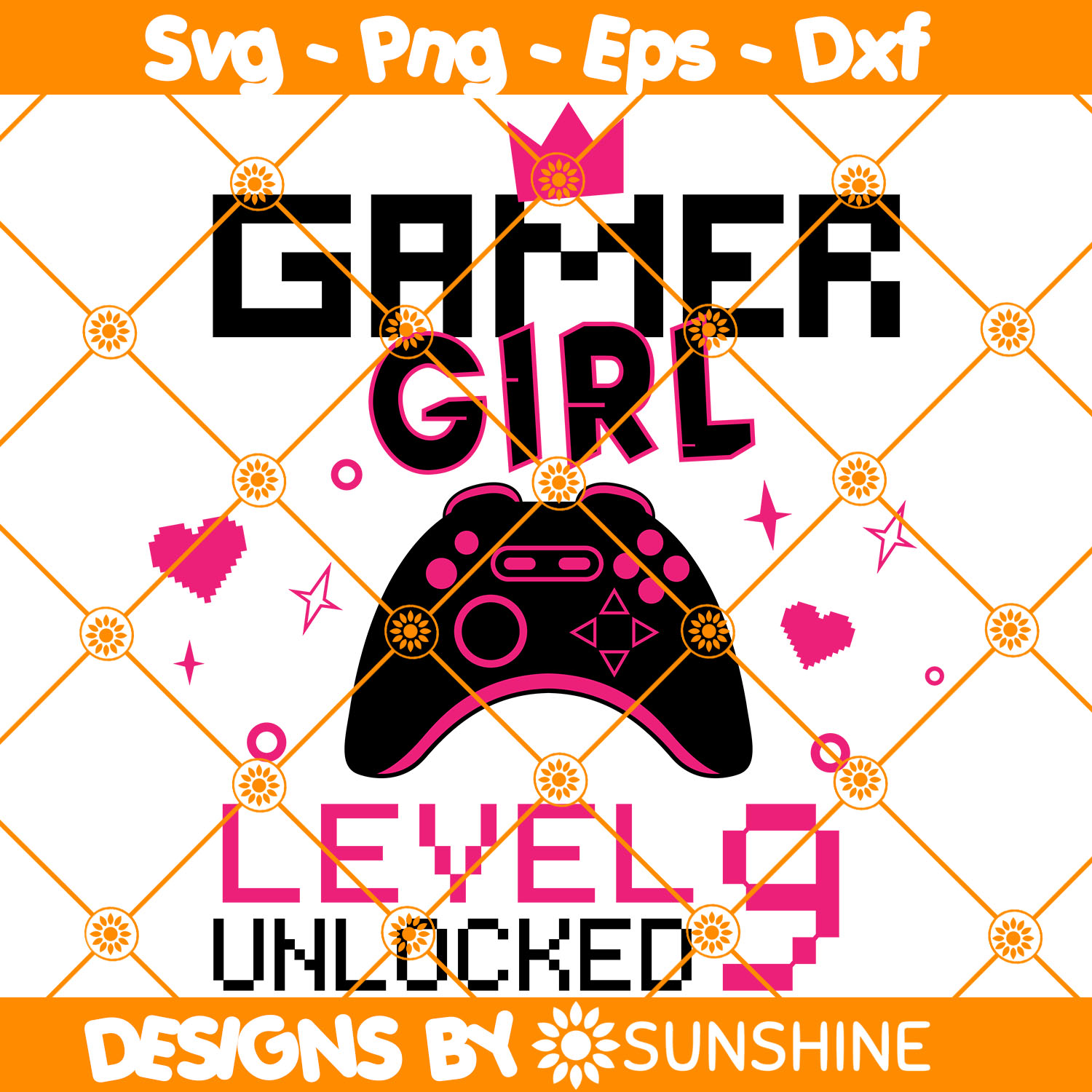Gamer Girl Level 9 Unlocked svg, 9th Birthday Girl Gamer Svg - Inspire ...