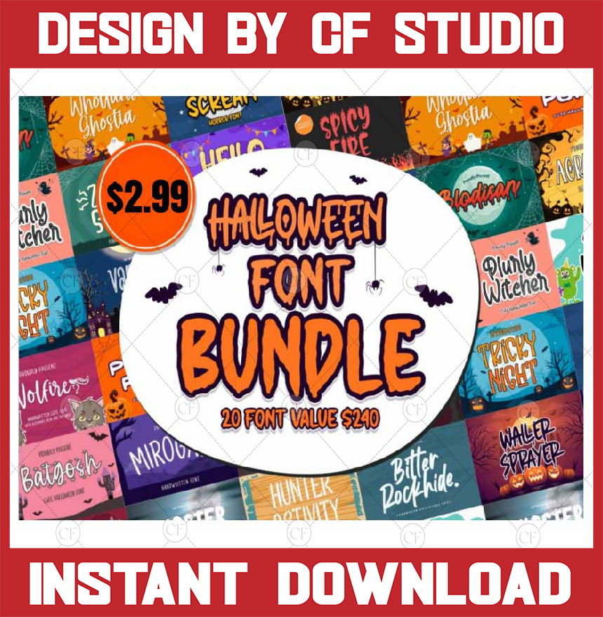 Halloween Font Bundle, Spooky Fonts, Dripping Font, Cricut F | Inspire ...