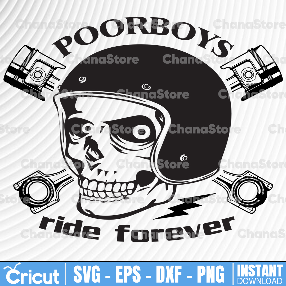 Poor Boys Ride Forever Svg, Funny Skull svg motor racing svg | Inspire ...
