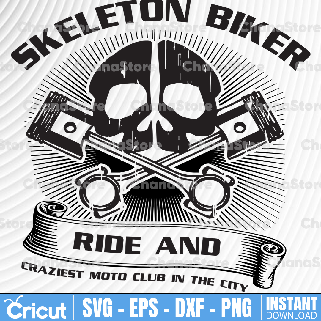 Skeleton Riding Motorcycle SVG | Skull Biker SVG | Motorbike - Inspire ...