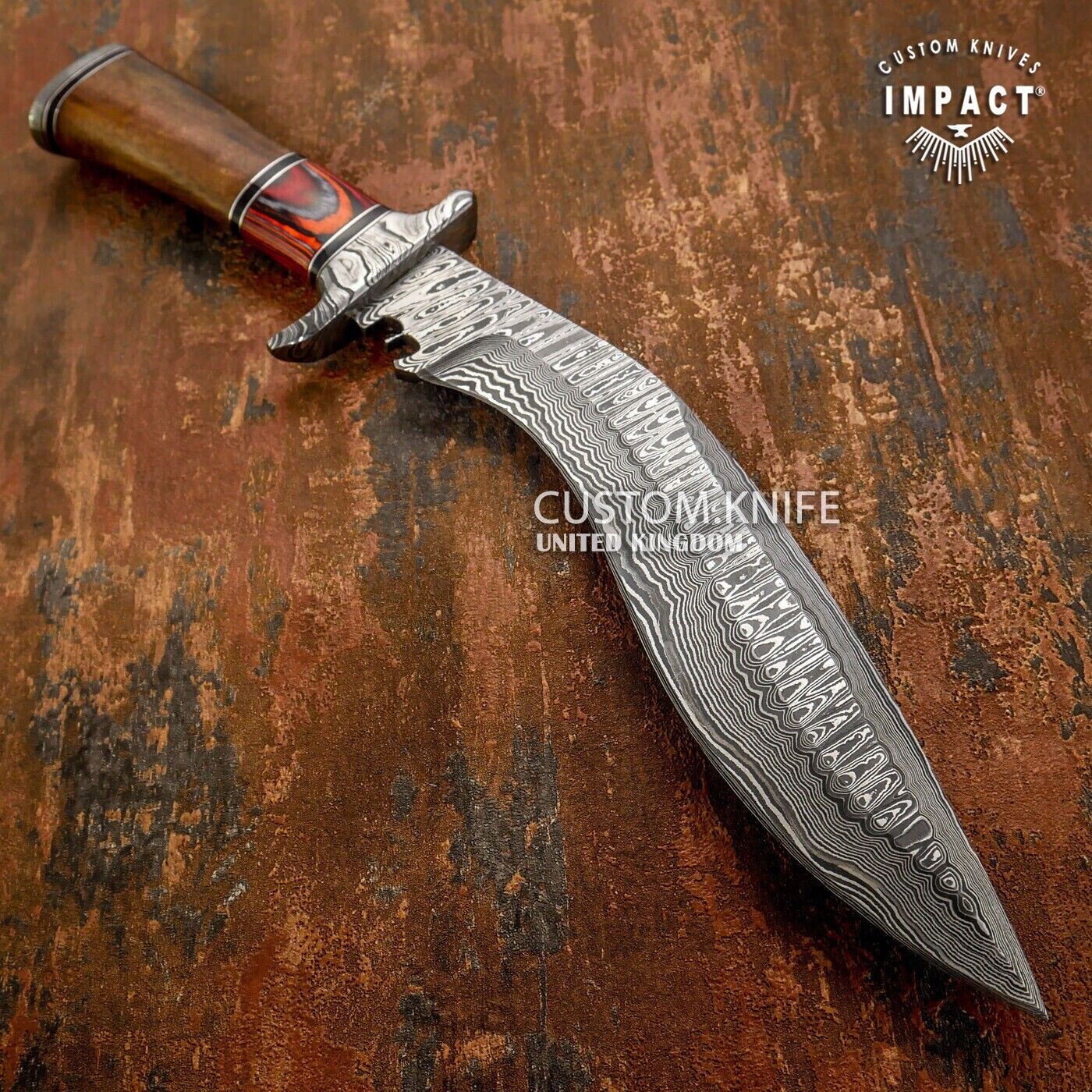 Custom Damascus Kukri Machete Bowie Knifehunting Skinner Bowie Knife