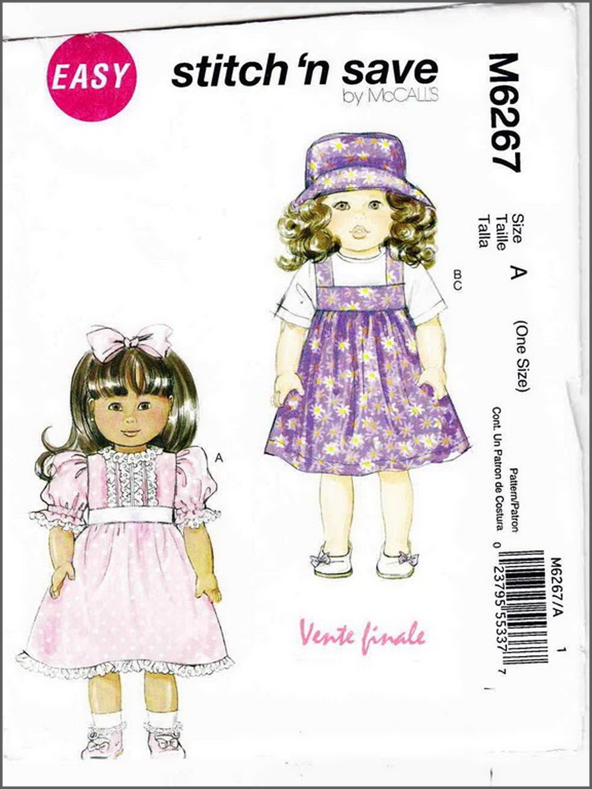 McCall's 6267 patterns Doll clothes for 18" dolls - Dress, S | Inspire Uplift