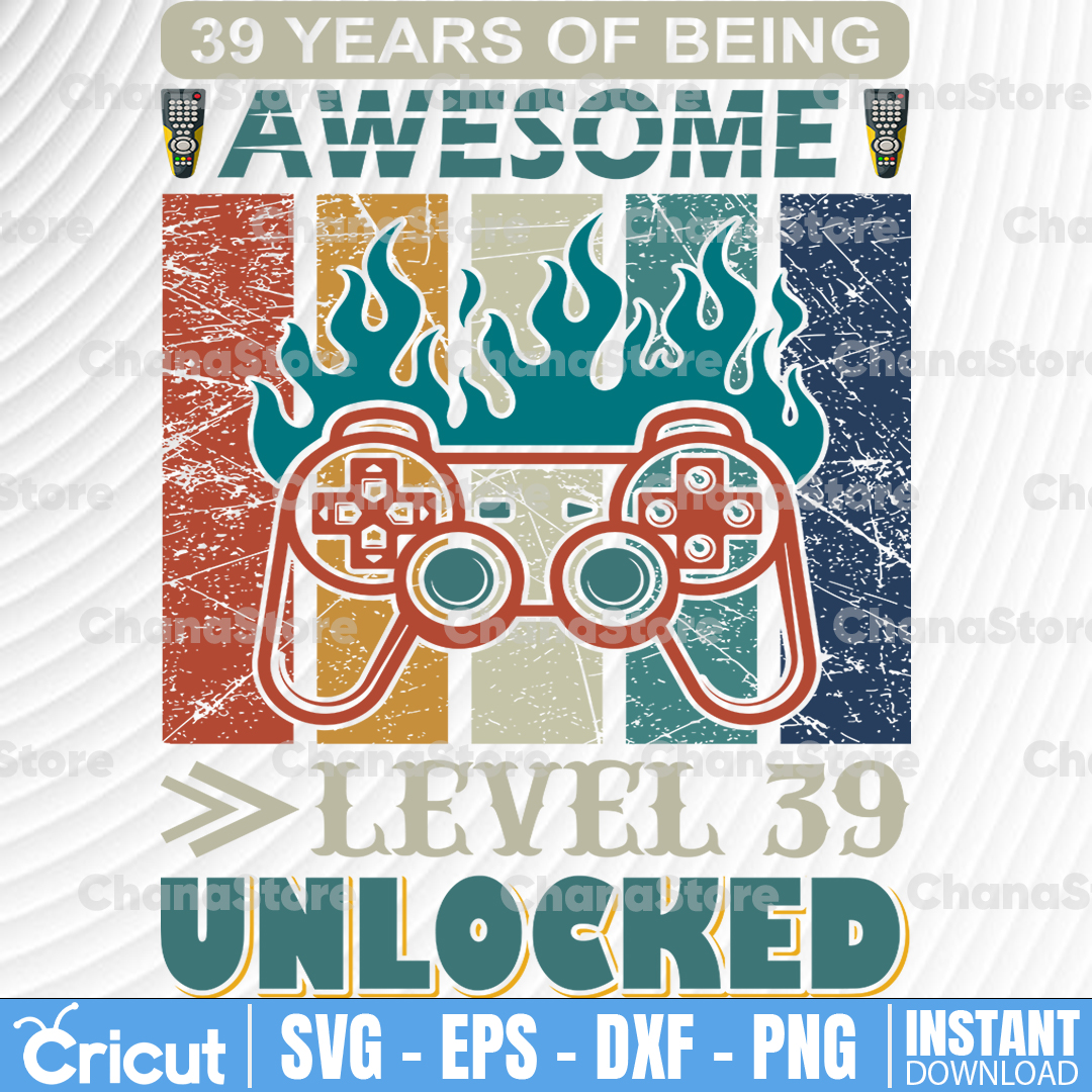 Funny 39th Birthday Png/ Level 39 Unlocked gift/ 39th birthd | Inspire ...