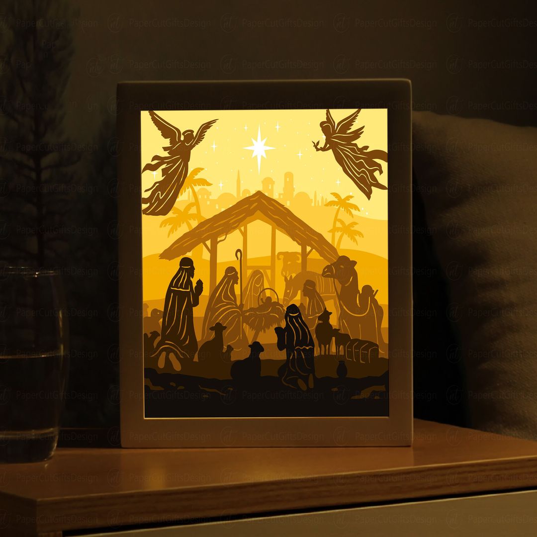 Nativity Of Jesus Shadow Box Svg, XMAS Light Box Template, P | Inspire ...