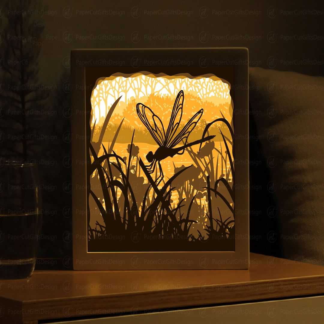 Dragonfly Lightbox Template, Paper Cut Shadow Box Template, - Inspire ...