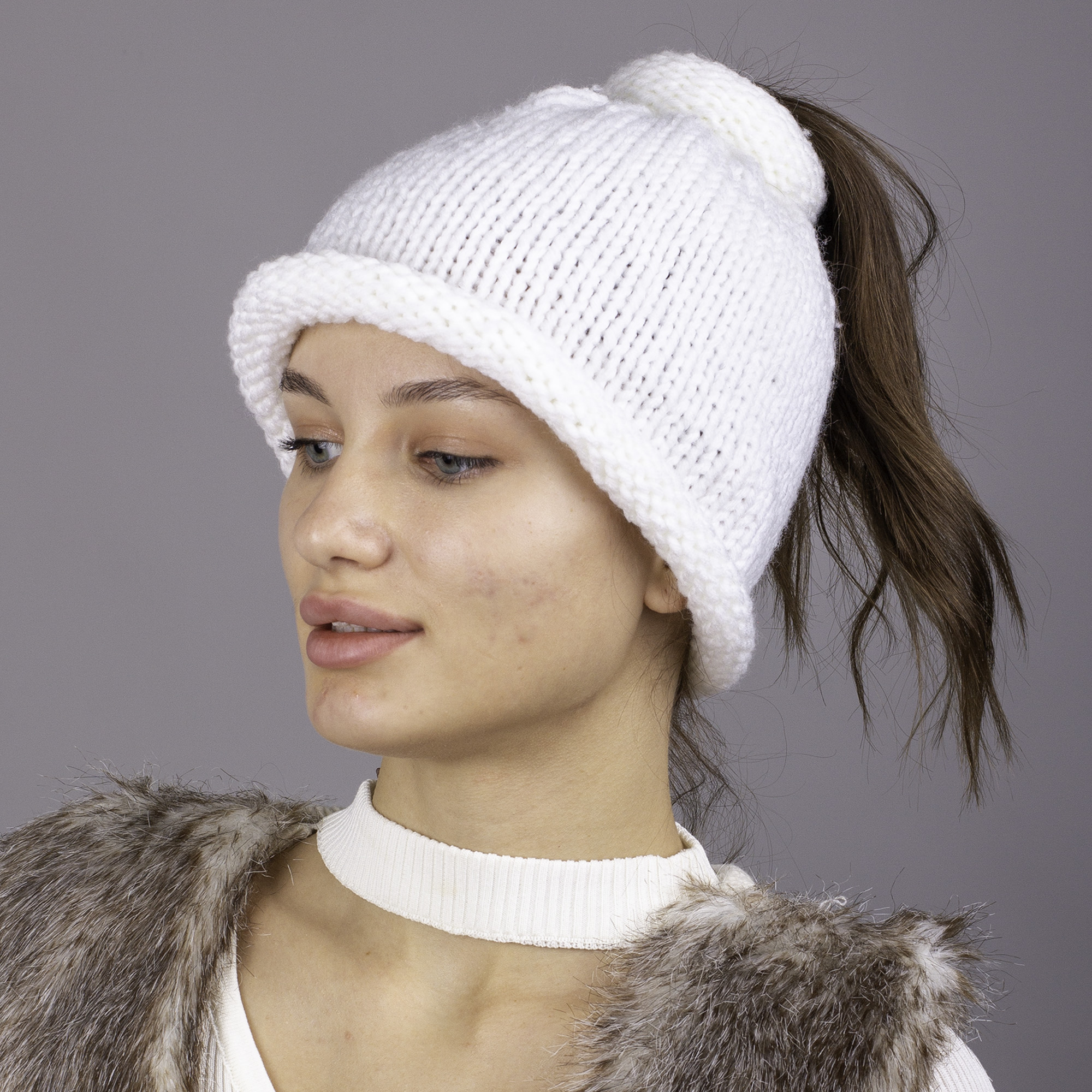 Hat with an open top for hair. White color - Inspire Uplift