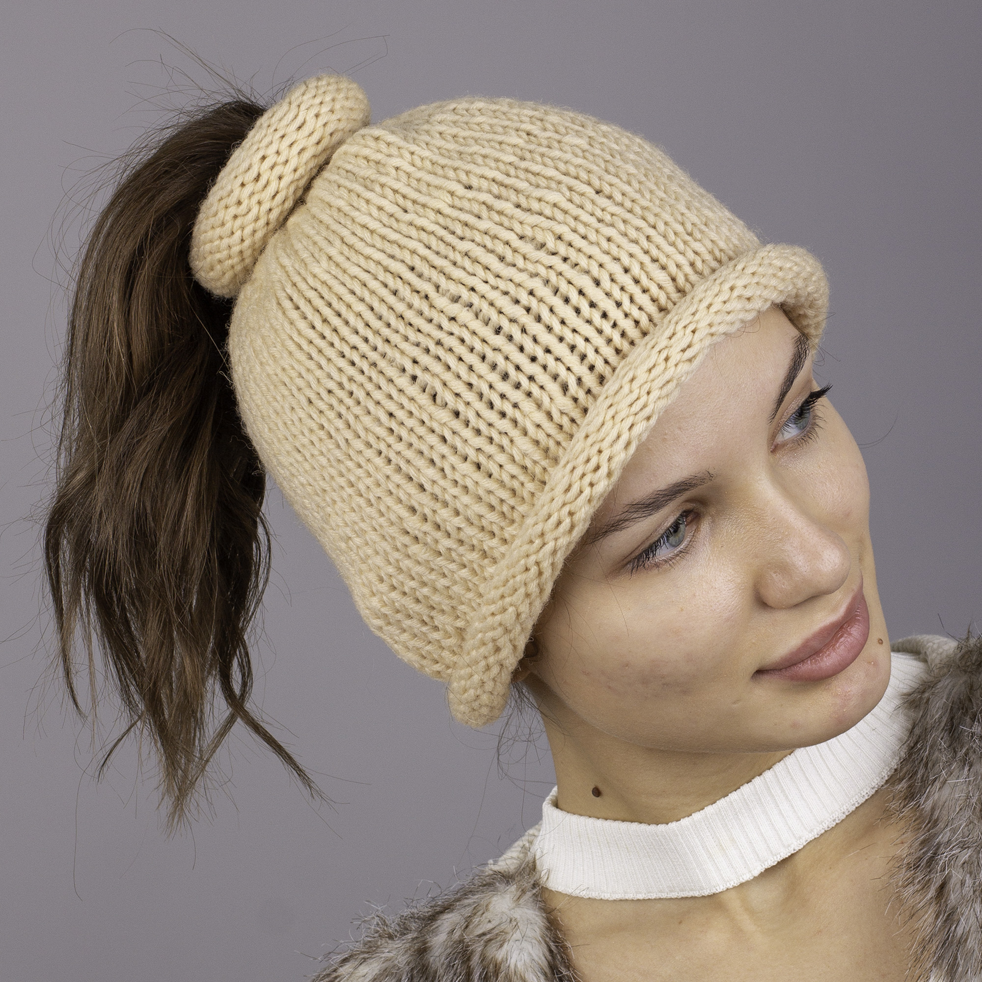 Hat with an open top for hair. Beige color - Inspire Uplift