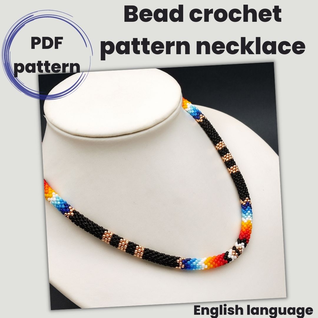 Bead crochet necklace pattern, PDF file, Pdf pattern ethnic - Inspire ...