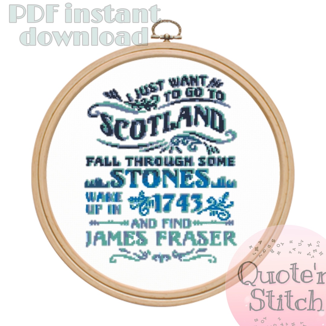 Outlander Claire Jaime Scotland Modern Cross Stitch Pattern | Inspire ...