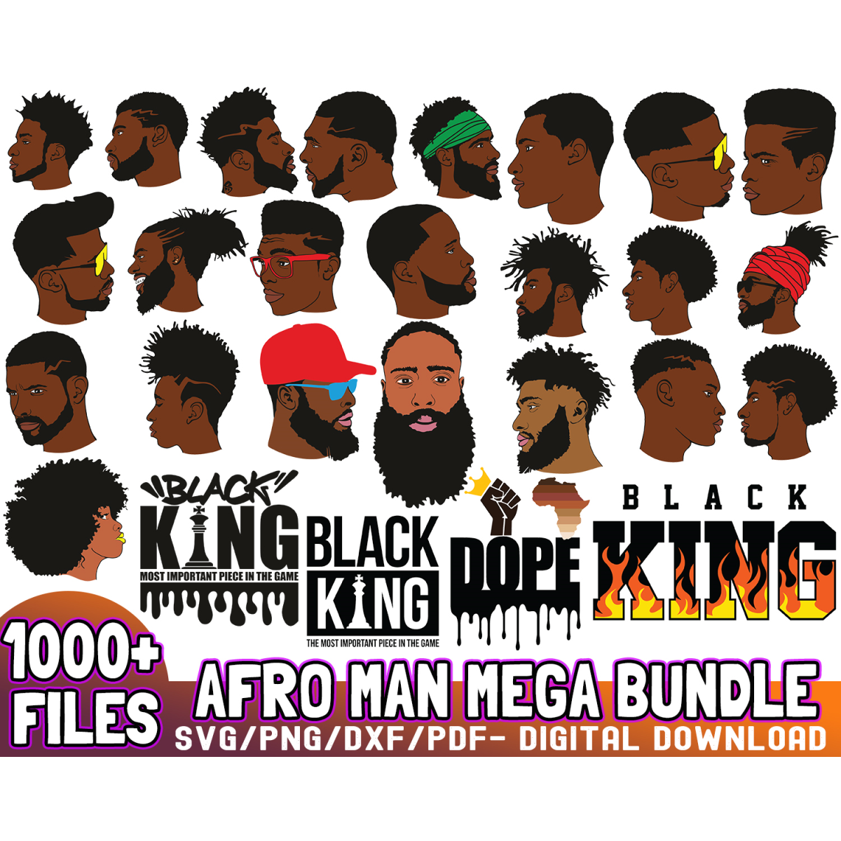 1000 Files Afro Man Svg Bundle | Inspire Uplift