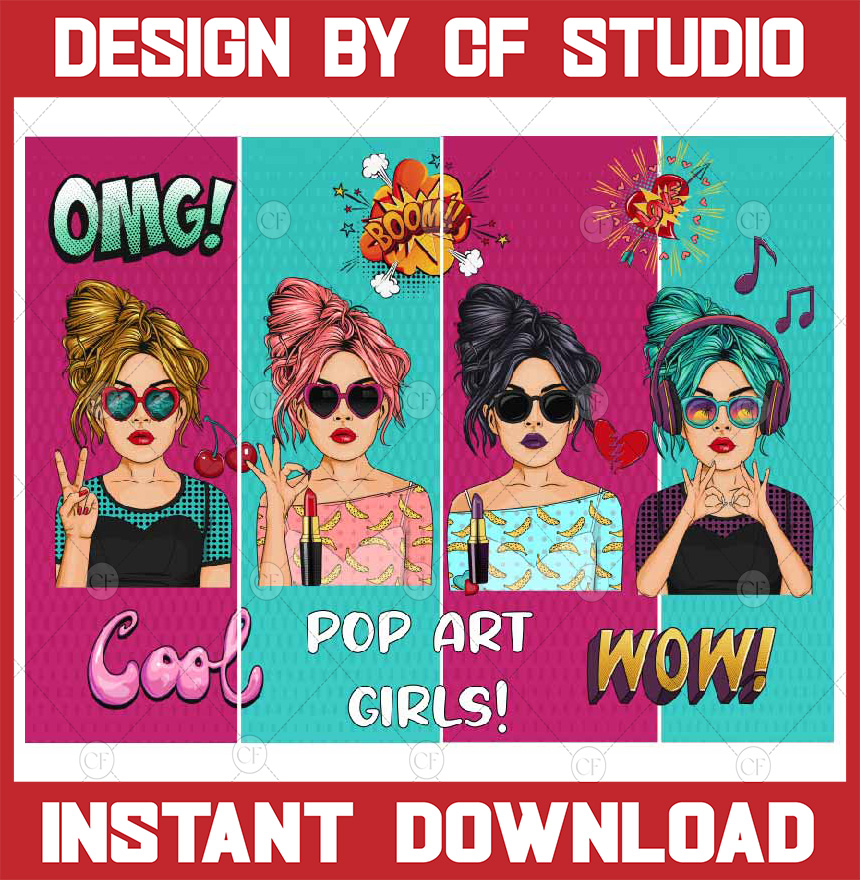 New !!! Retro Comic Style Pop Art Girls Clip Art Collection - Inspire ...