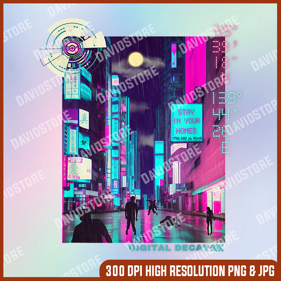 Cyberpunk Synthwave Zombie Apocalypse Japanese Vaporwave PNG - Inspire ...
