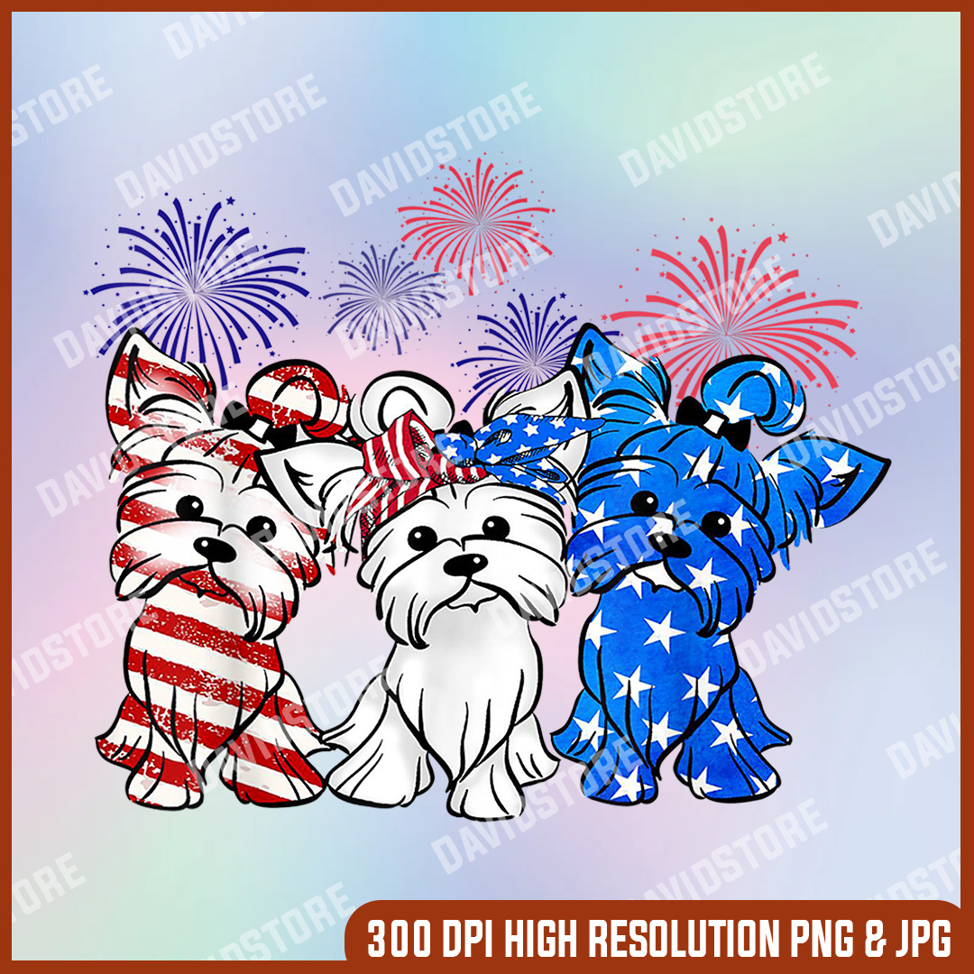 Patriotic Yorkie Dog Yorkshire Terrier 4th of July USA Flag | Inspire ...