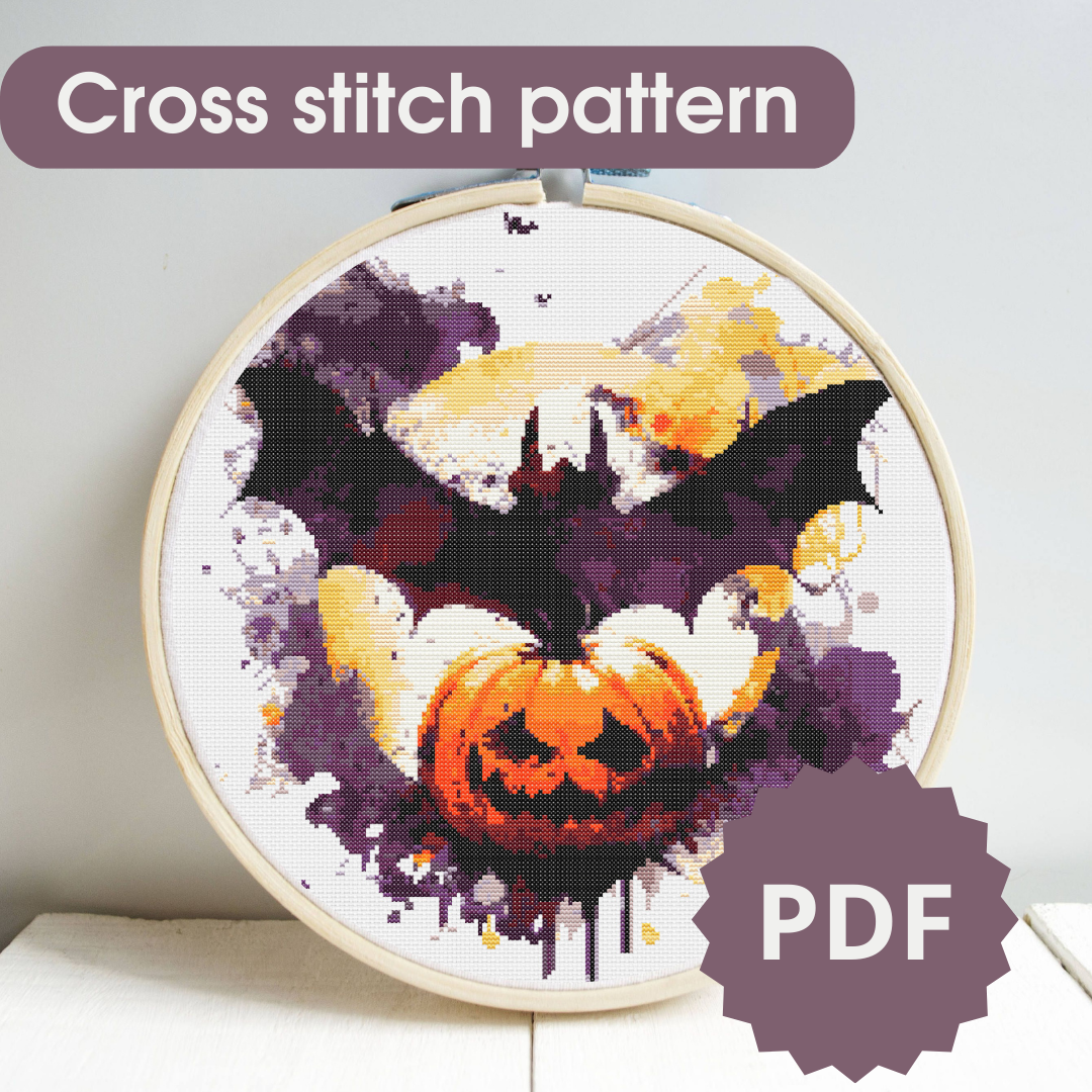 Halloween cross stitch pattern, PDF, cross stitch chart Hall | Inspire ...