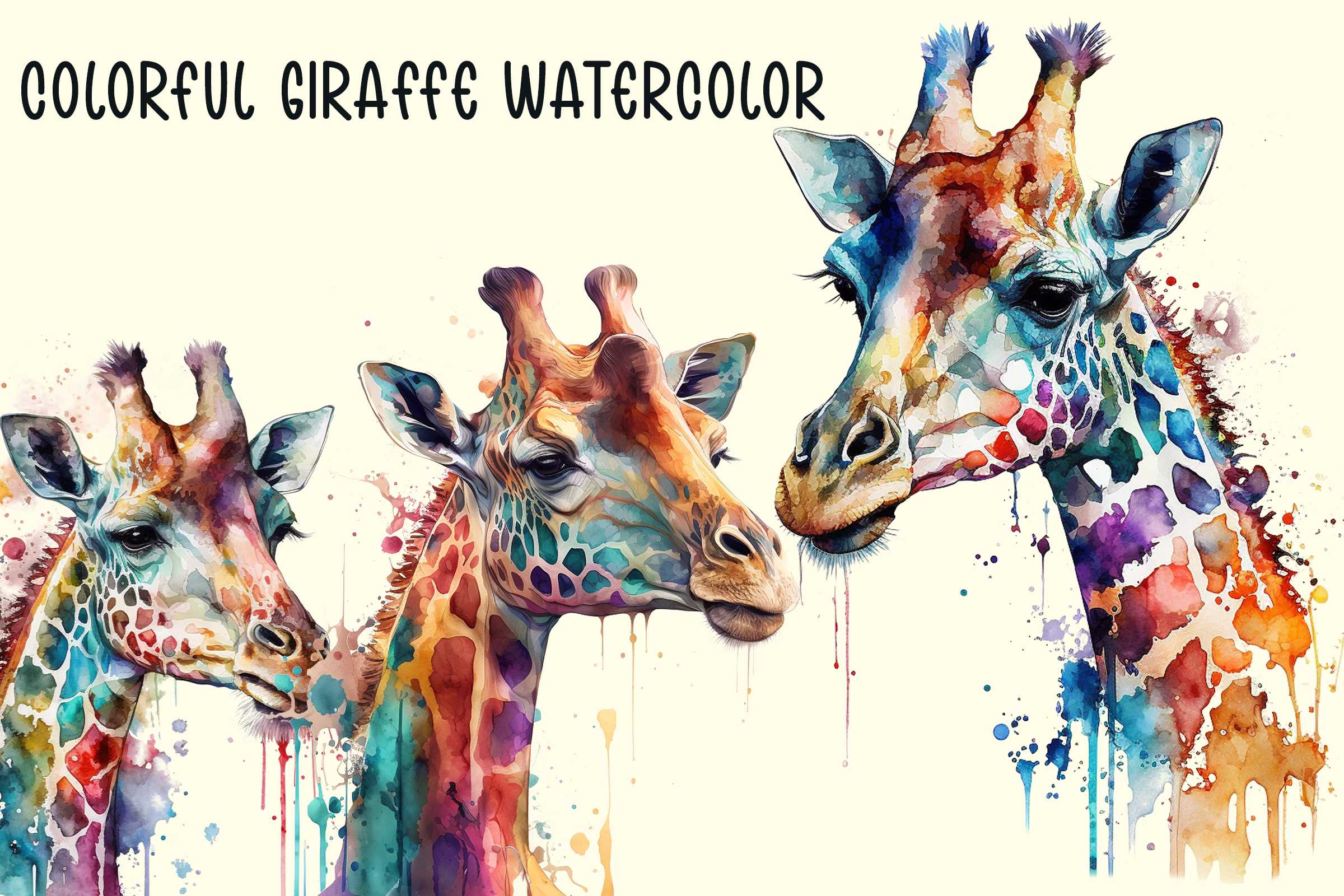 Colorful Giraffe Watercolor, Animal Png | Inspire Uplift