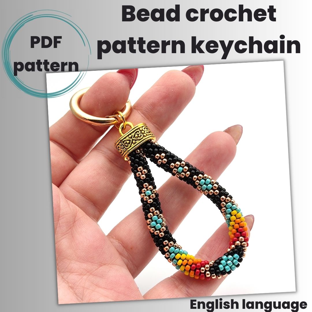 Bead crochet pattern, PDF pattern, Pattern keychain, Black e | Inspire ...