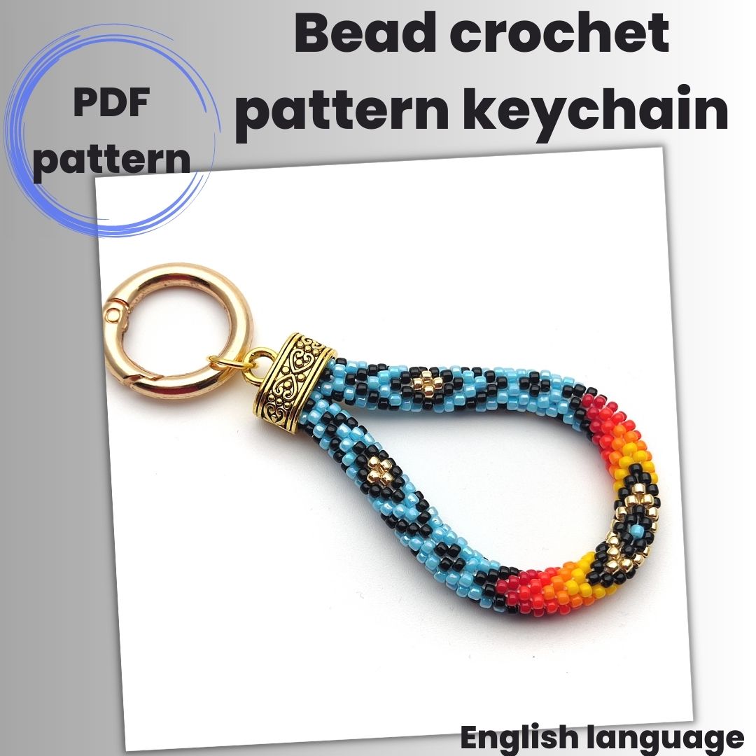 Bead crochet keychain pattern, PDF pattern blue keychain, Pa | Inspire ...