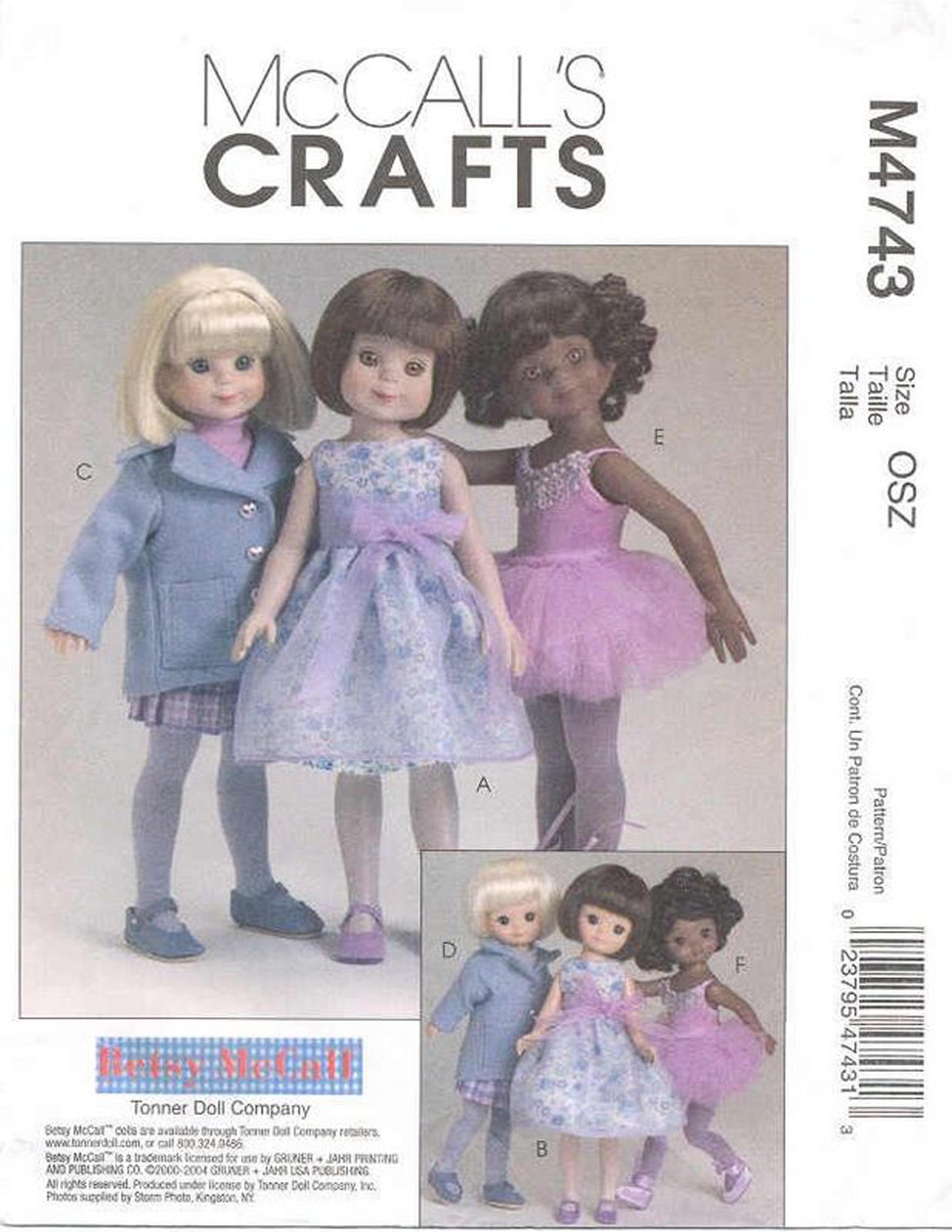 McCall's 4743 Doll clothes patterns for Tonner Betsy Dolls i | Inspire ...