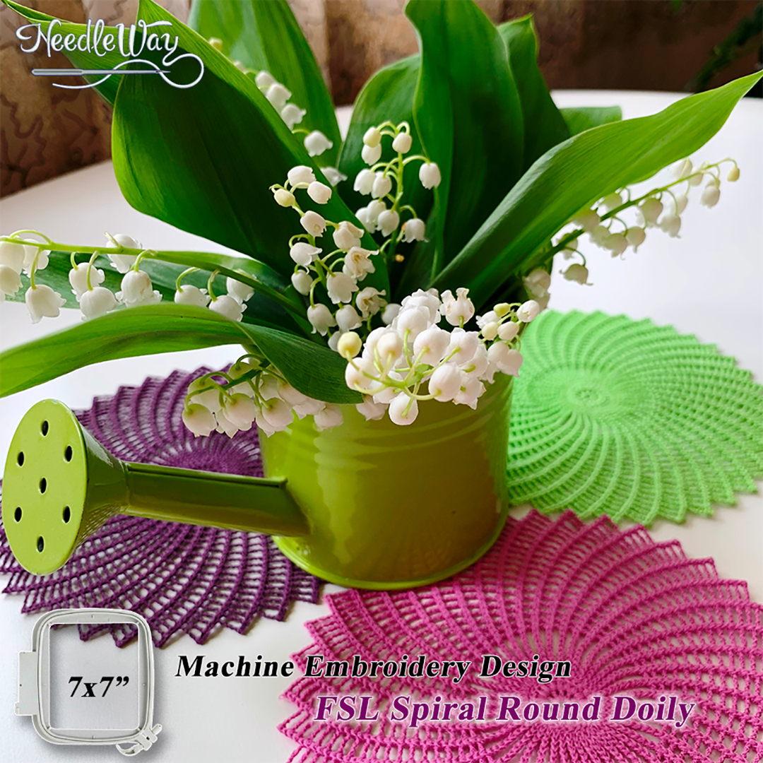 FSL embroidery design Spiral Round Doily Freestanding lace | Inspire Uplift