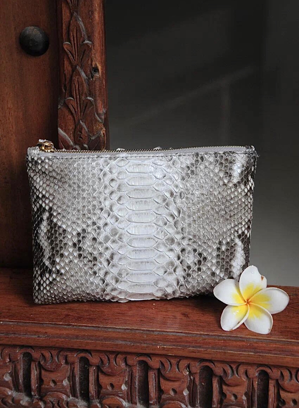 Genuine python skin greycosmetic bag/ Purse Insert Organizer | Inspire ...