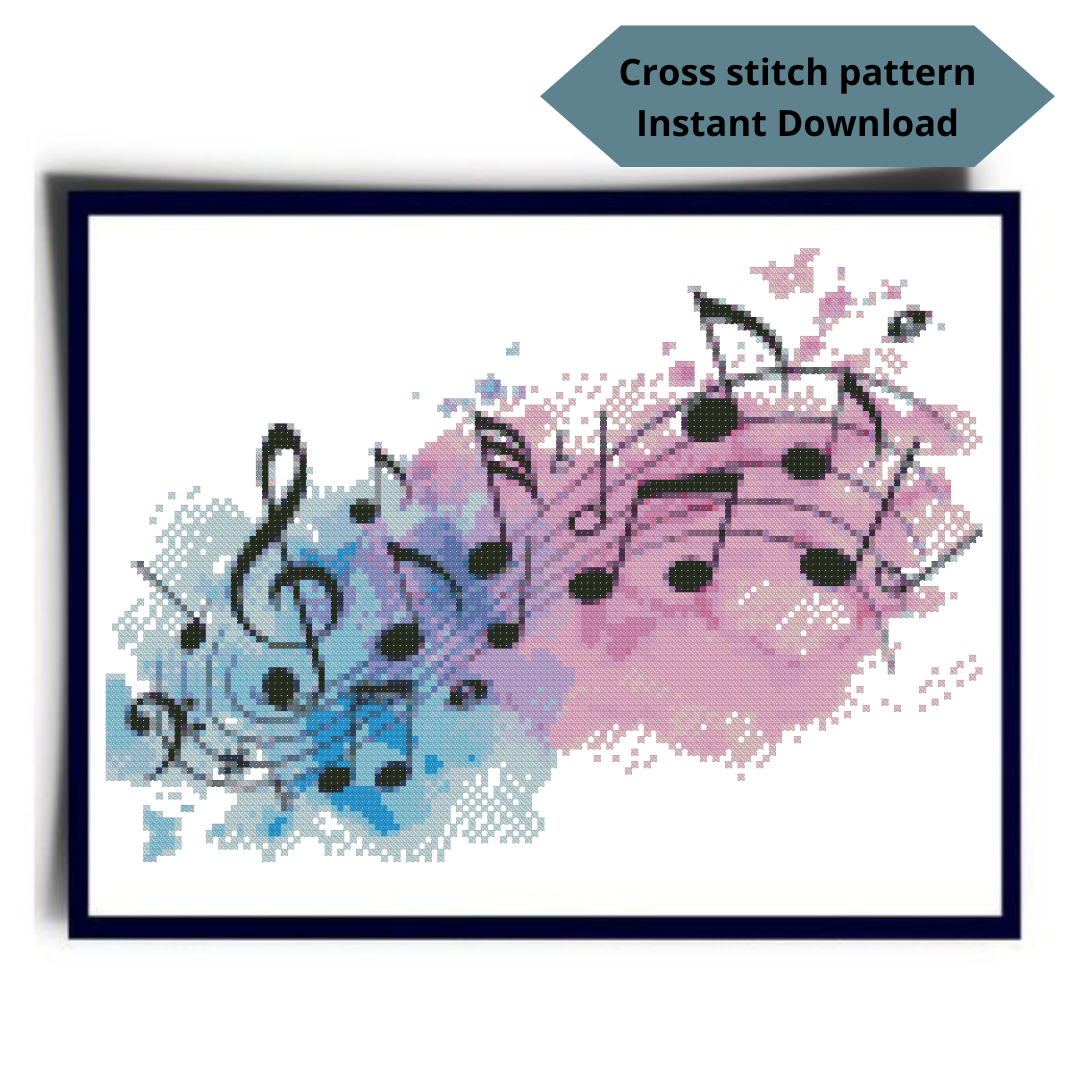 Music cross stitch pattern, Notes cross stitch pattern, Wate | Inspire ...
