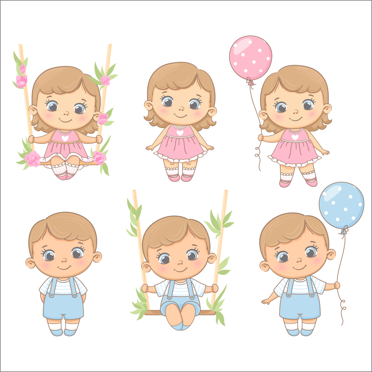 Cute girl and boy. EPS, JPG, PNG 300 DPI | Inspire Uplift