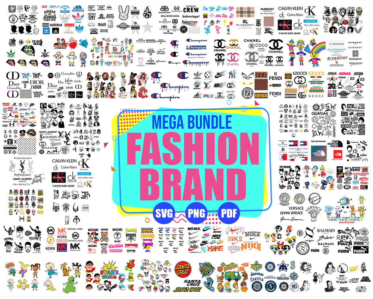 fashion brand logos svg mega bundle, luxury brand svg, brand - Inspire ...