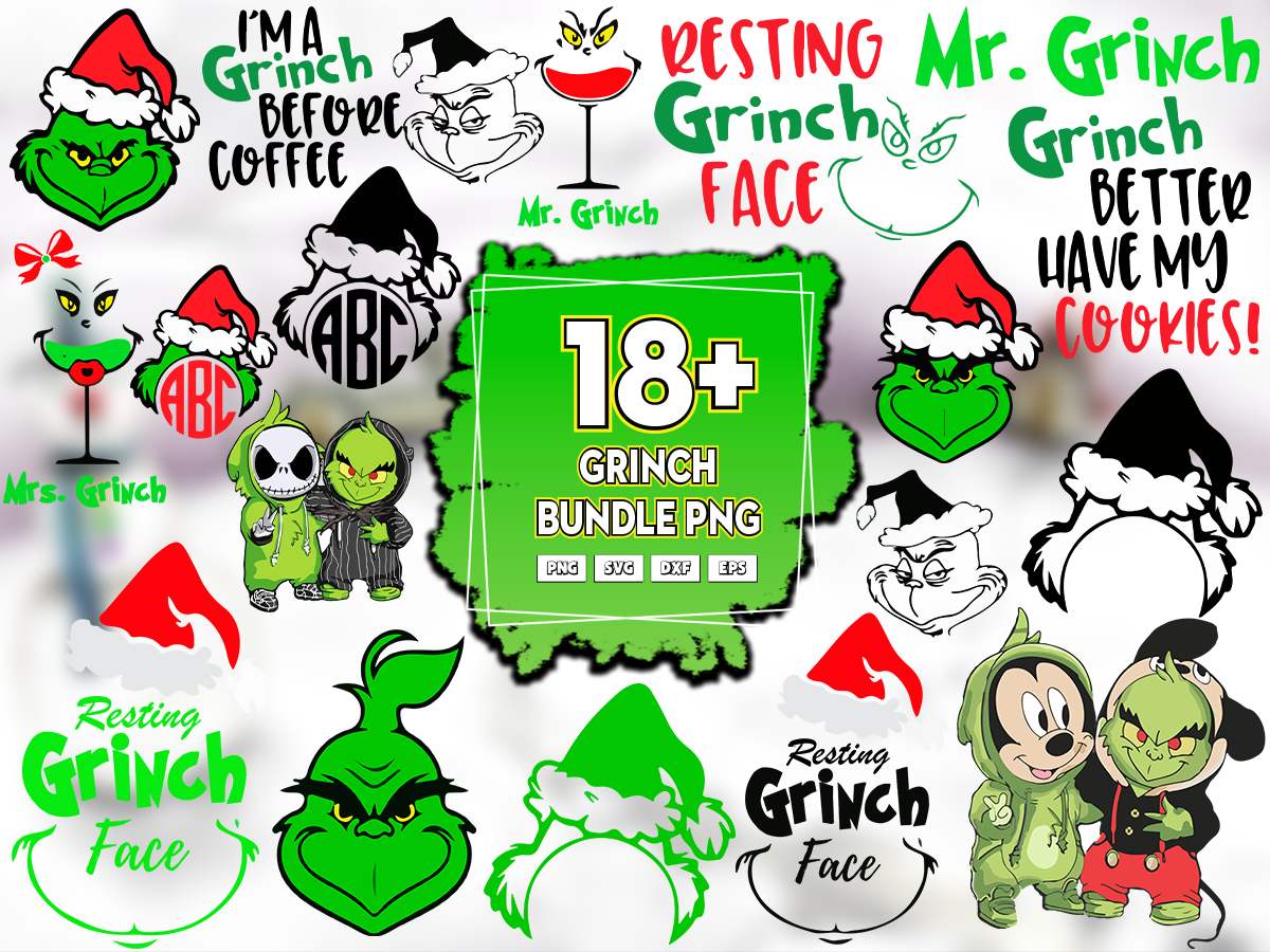 18 Grinch Bundle Svg, Christmas Svg, Grinch Svg, Grinch Face | Inspire Uplift
