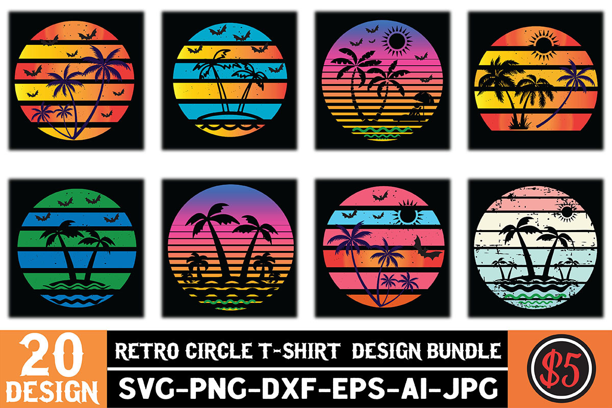 Retro Circle T-Shirt Design Bundle | Inspire Uplift