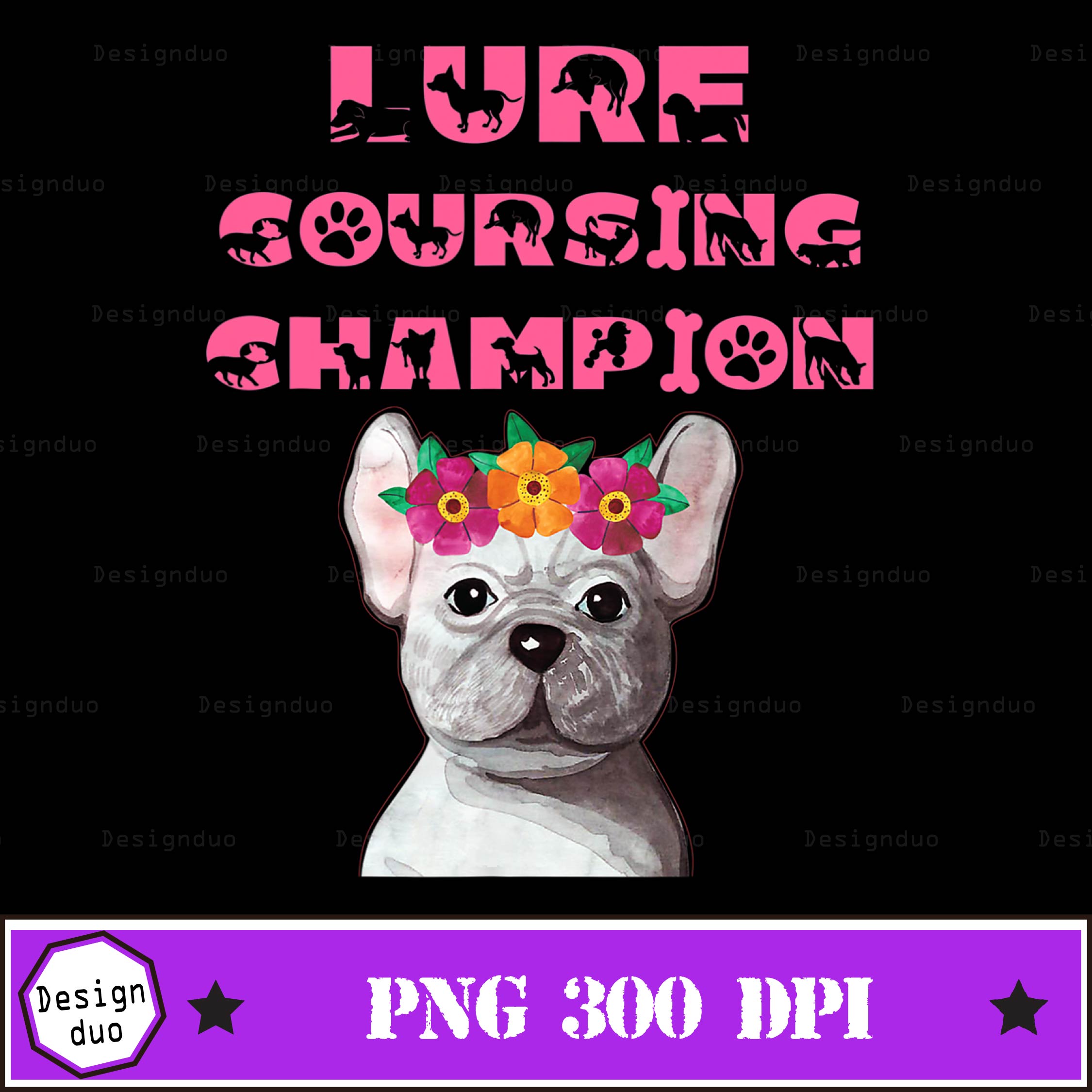 Funny Lure Coursing Champion Dog With Flower Crown Png Desig | Inspire ...