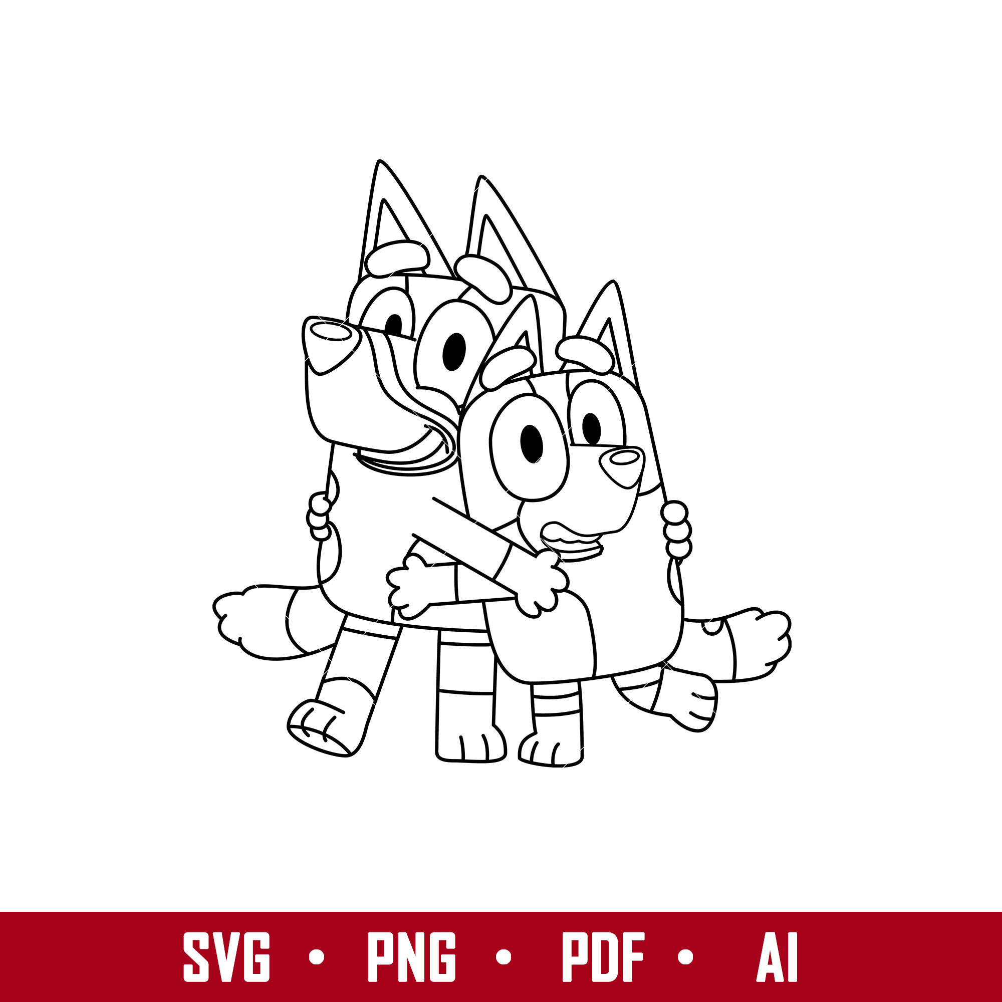 Bluey And Bingo Dog Outline Svg, Bluey Svg, Cartoon Svg, Png | Inspire ...