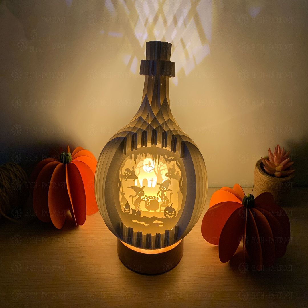 Pop Up 3D Magic Water Bottle With Cat Witch Cute - Halloween | Inspire ...